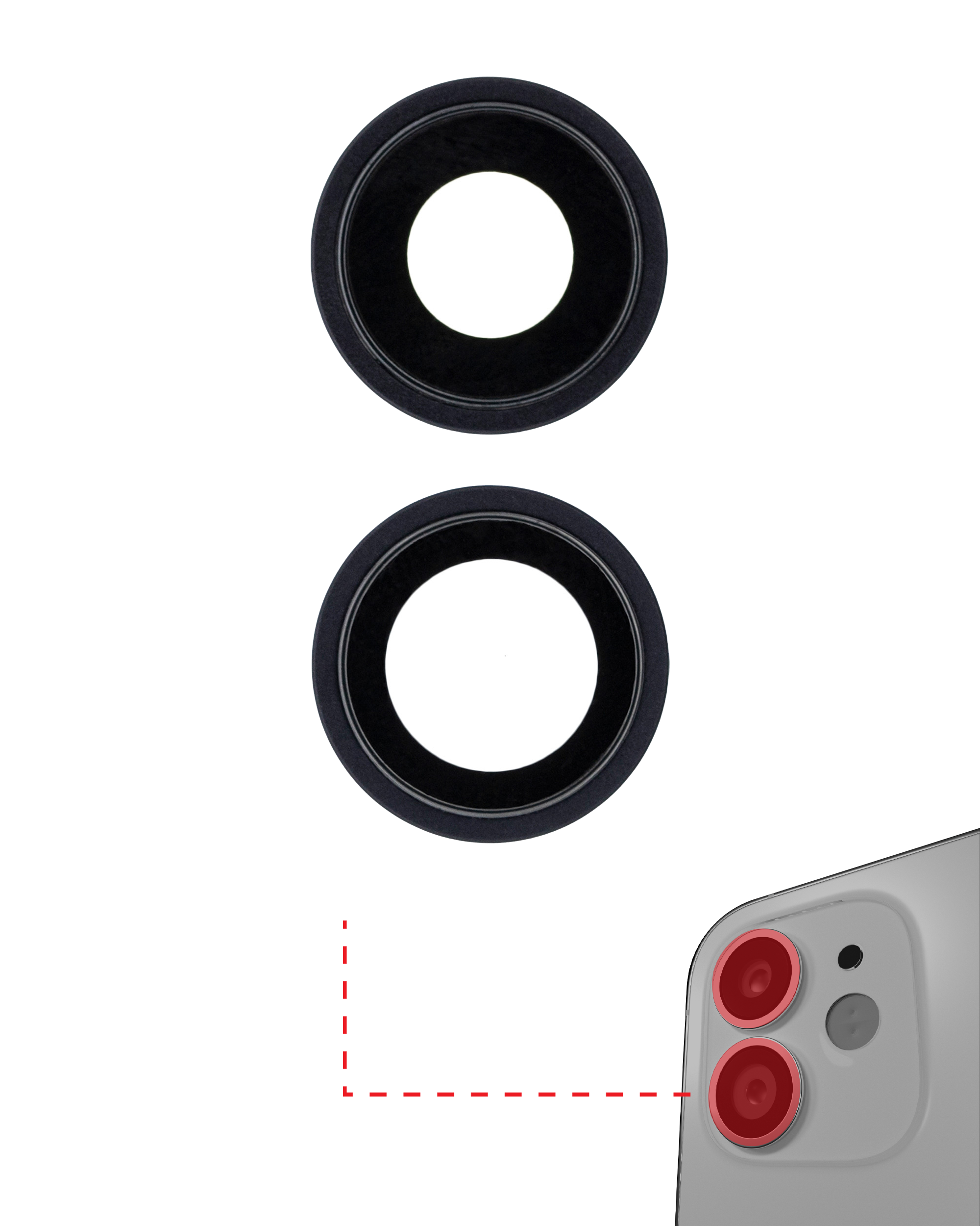 iPhone 12 / 12 Mini Camera Lens Bracket & Bezel - (Black) | CellParts